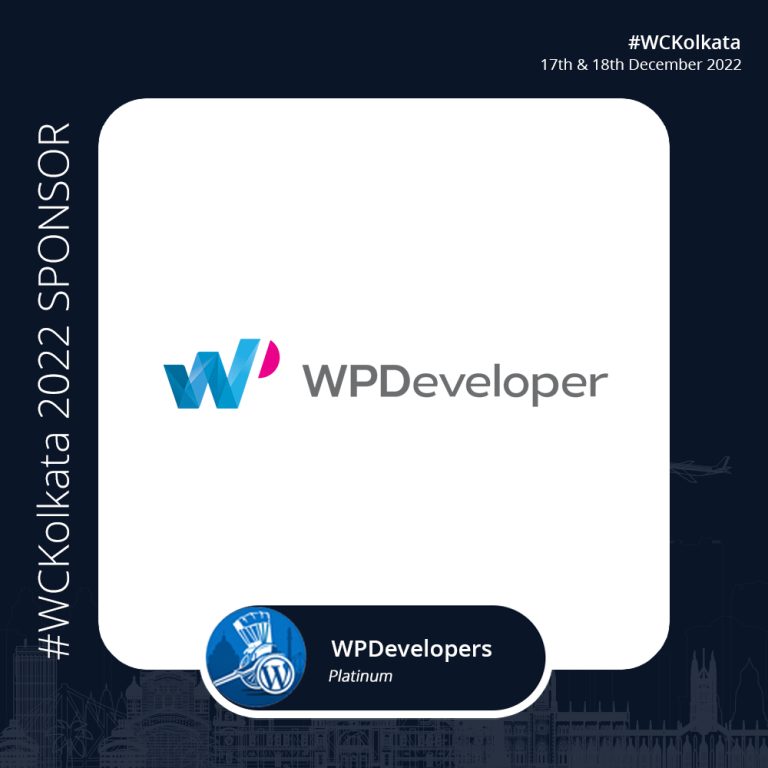 Presenting Our Platinum Sponsor: WPDeveloper – WordCamp Kolkata 2022